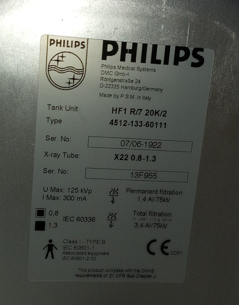 Philips - X-Ray Tube - – HF1 R/7 20K/2 Monobloc Type#: #: X22 0.8-1.3 ...